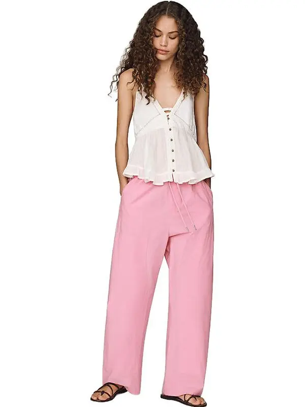 PISTOLA Theo Drawstring Poplin Pants - Azalea