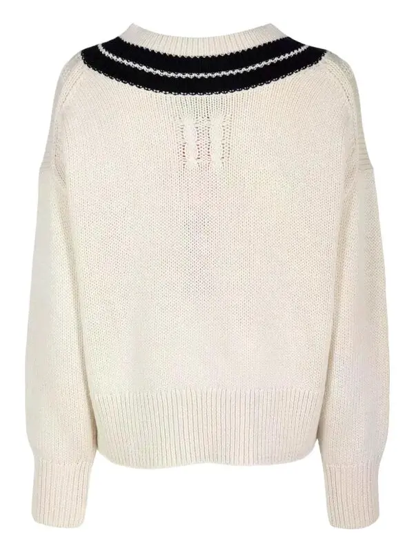 NILI LOTAN Suneel Cable Knit V-neck Sweater - Neutrals