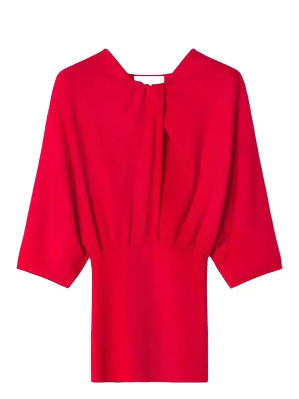 LANVIN Draped Three-quarter Sleeve Sweater - Red