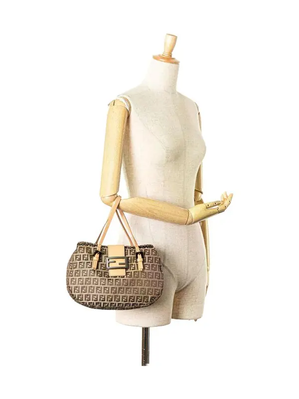 Fendi Zucchino Canvas Handbag - Brown
