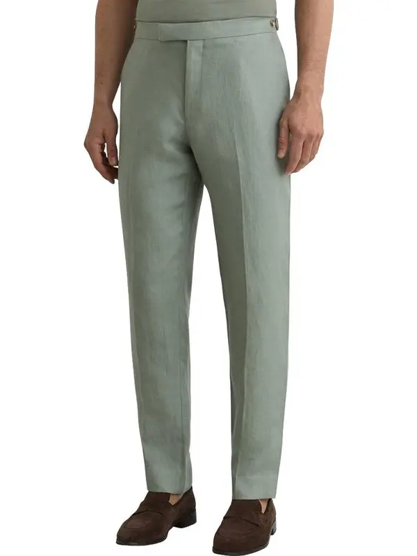 REISS Atlantic Linen Trousers - Sage