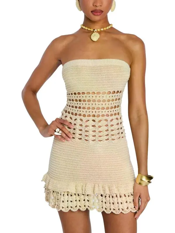 Retrofete Vali Crochet-knit Dress - Neutrals