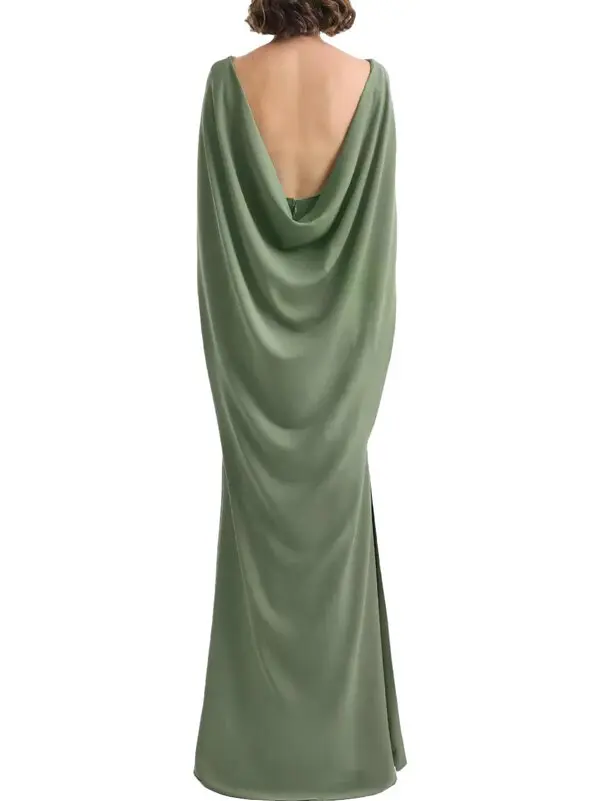 GEMY MAALOUF Draped Back Cape Sleeve Dress - Green