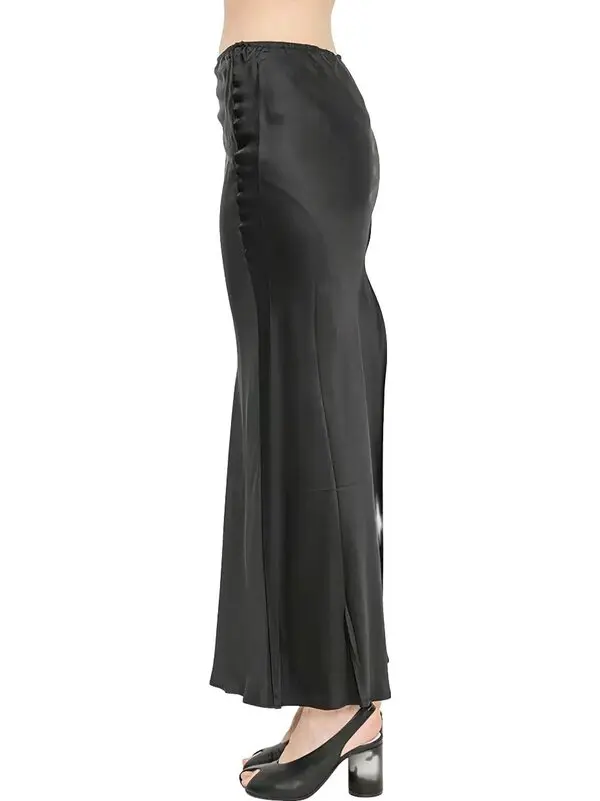 Andrea Ya'aqov Satin Slit Skirt - Black