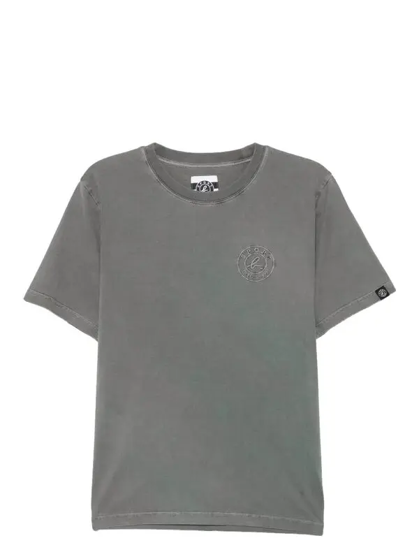 AGNES B. Logo-embroidered Cotton T-shirt - Grey