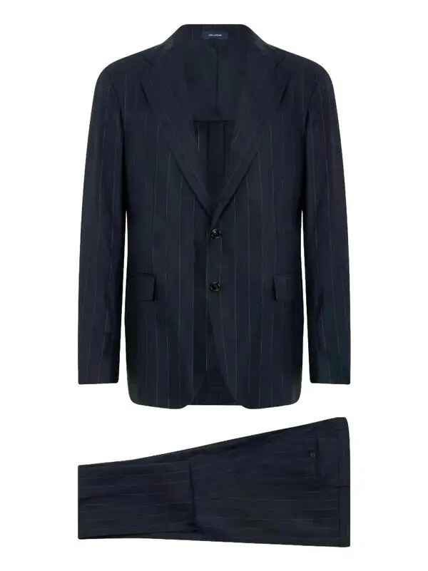 Tagliatore Pinstripe-pattern Single Breasted Suit - Blue