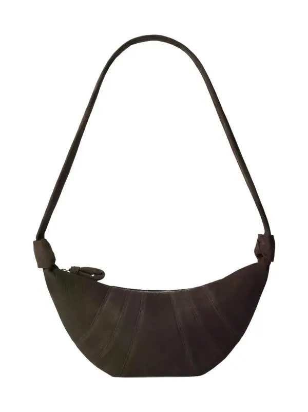 LEMAIRE Medium Croissant Shoulder Bag In Alpaca Nubuck - Brown