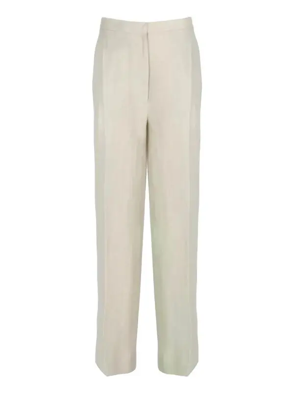 LARDINI Linen Straight-leg Trousers - Neutrals