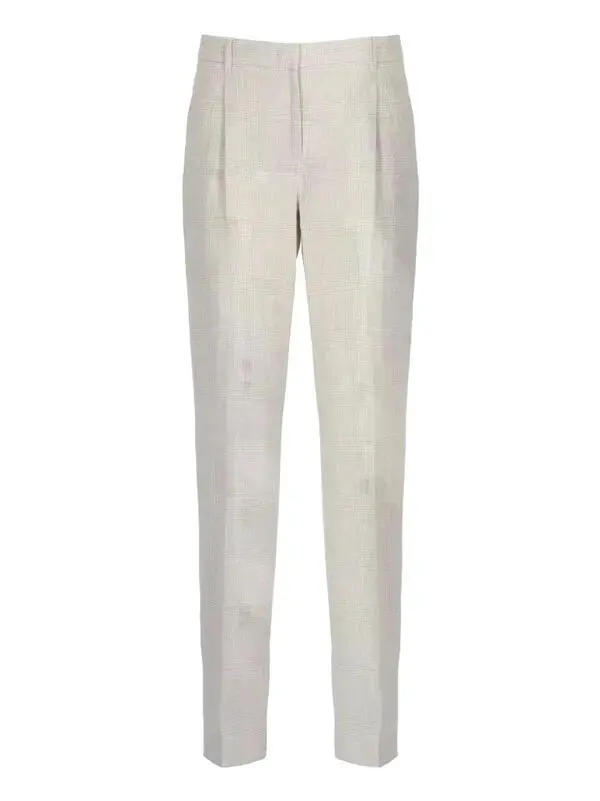 LARDINI Prince Of Wales Linen Trousers - Neutrals
