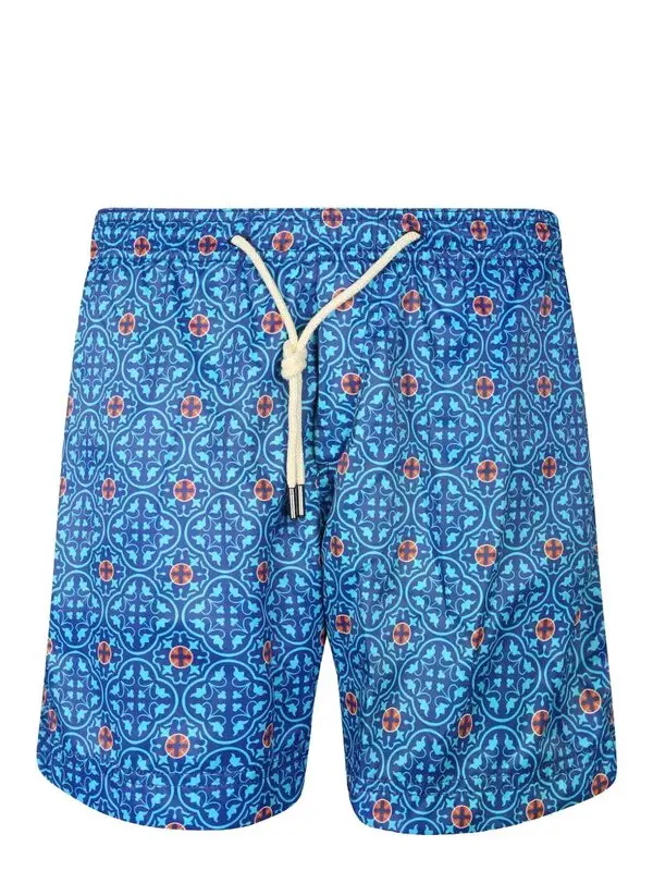 PENINSULA SWIMWEAR Vendicari Geometric-print Swim Shorts - Blue