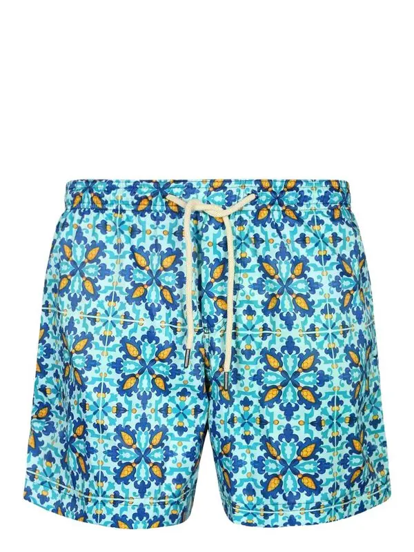 PENINSULA SWIMWEAR Cala Felce Printed Drawstring Swim Shorts - Blue