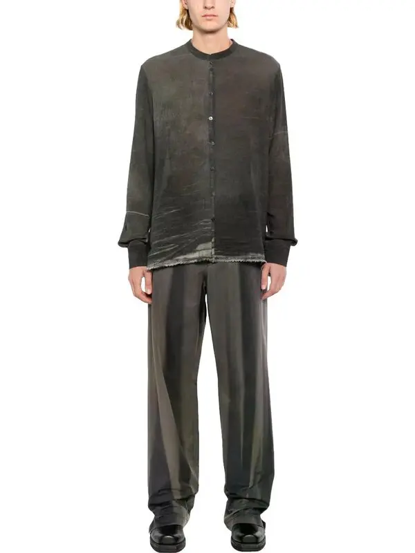 LABEL UNDER CONSTRUCTION Distressed-effect Band-collar Shirt - Grey