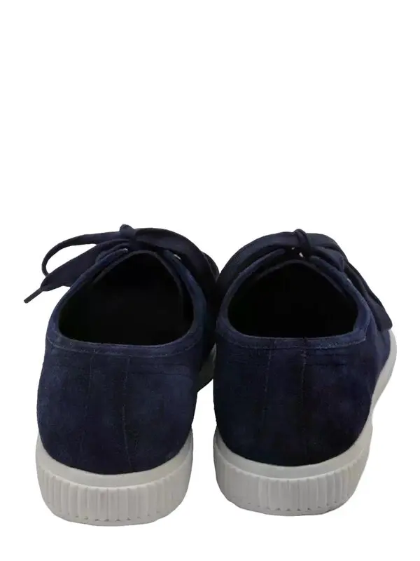 Prada Navy Suede Cap Toe Lace-up Sneakers - Blue
