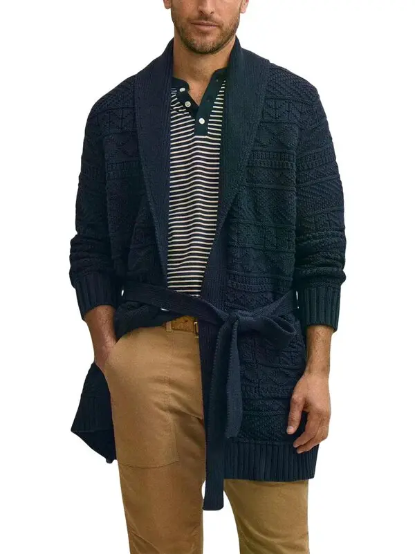Brooks Brothers Textured Wrap-style Cardigan - Blue