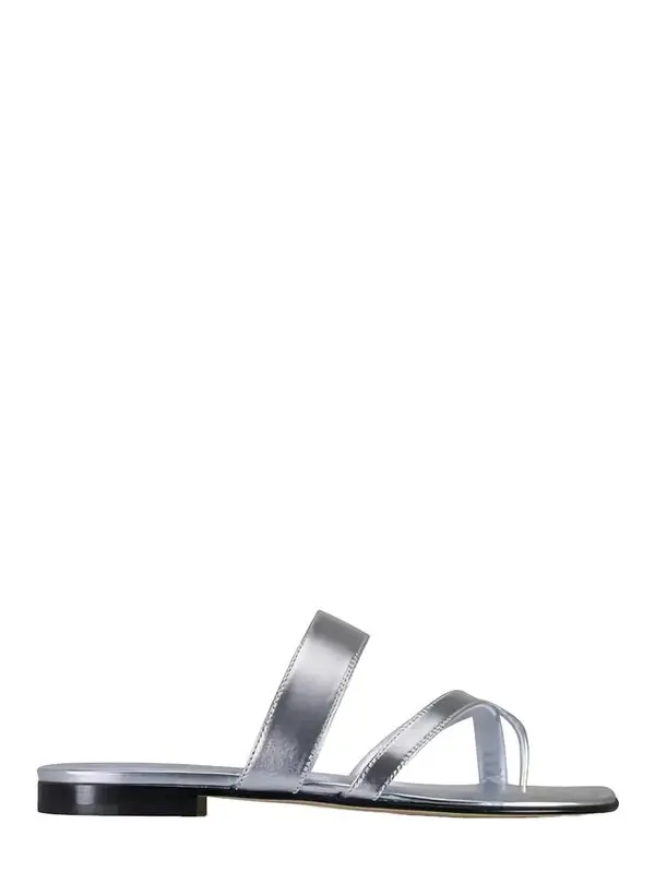 Manolo Blahnik Susa Metallic-effect Toe-strap Sandals - Silver