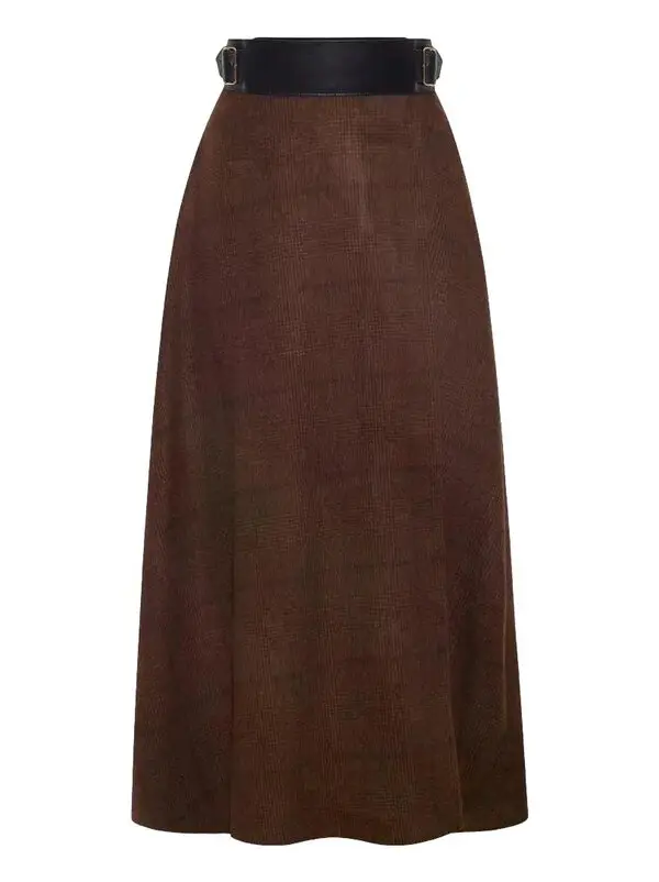 Adam Lippes Caspian Checked Maxi Skirt - Brown