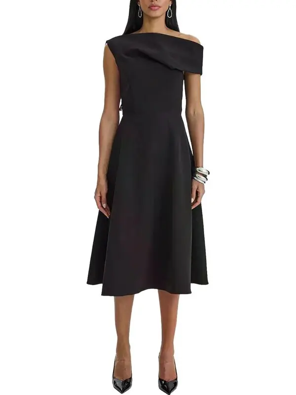 MOOS STUDIO Off-shoulder Draped Midi Dress - Black