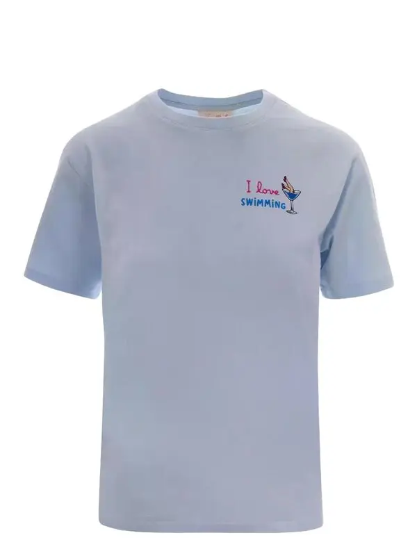 MC2 SAINT BARTH Emilie Embroidered Cotton T-shirt - Blue