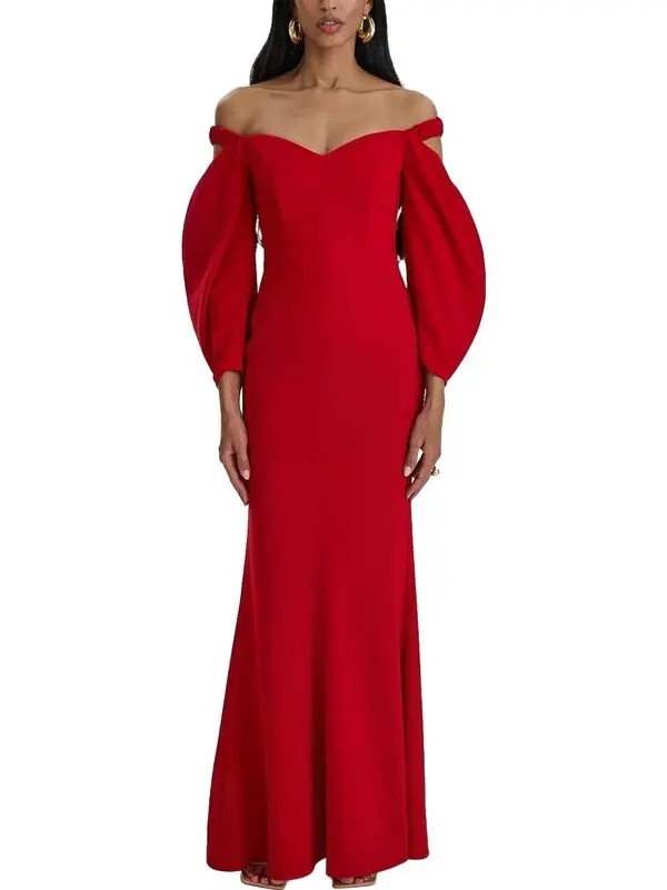 MOOS STUDIO Tulip Off-shoulder Gown - Red