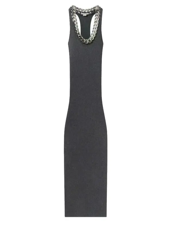 Stella McCartney Falabella Chain-link Ribbed-knit Maxi Dress - Black