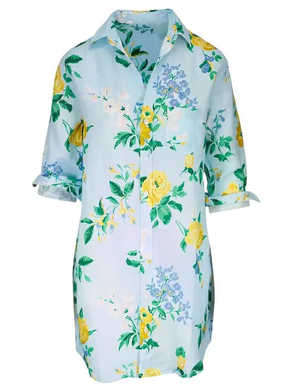 Frank & Eileen Mary Floral Print Shirt Mini Dress - Blue