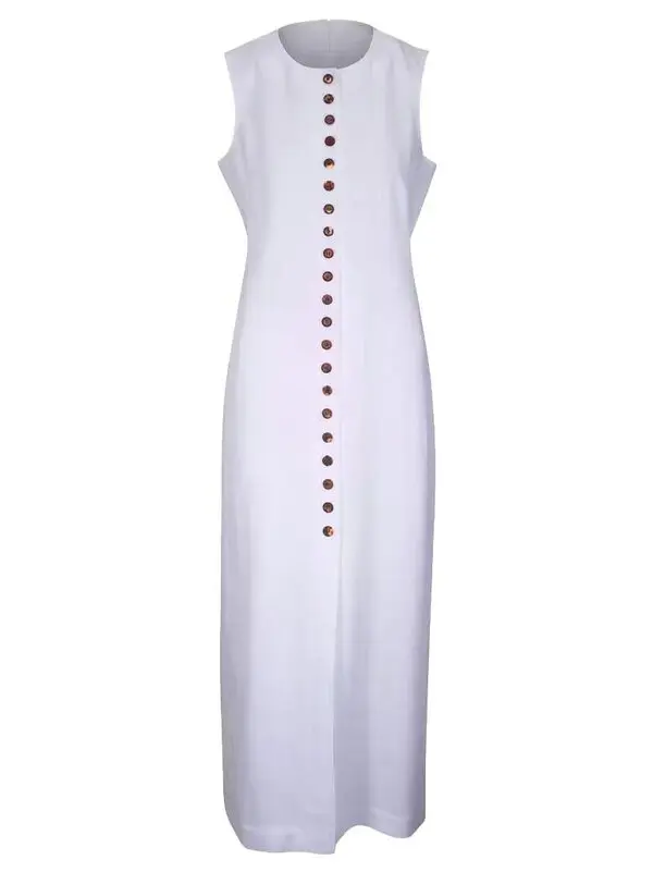 Lafayette 148 New York Sleeveless Button-up Maxi Dress - White