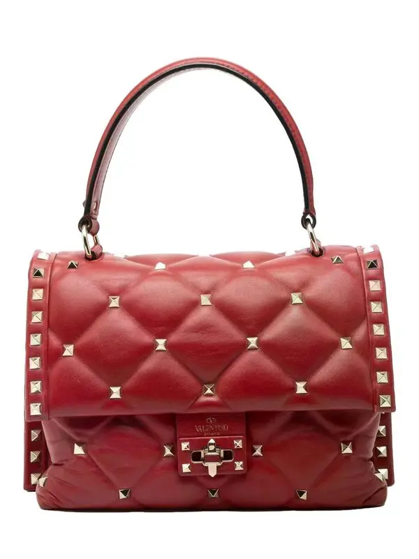 Valentino Garavani Medium Lambskin Candystud Top Handle Satchel - Red
