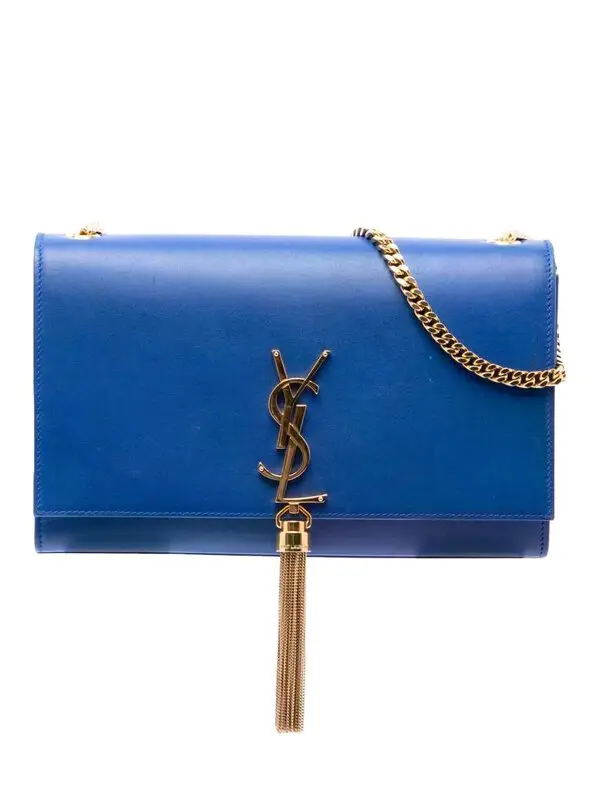 Saint Laurent Medium Smooth Calfskin Monogram Kate Tassel Crossbody Bag - Blue