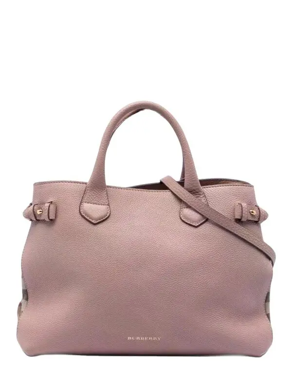 Burberry Medium Calfskin And House Check Banner Satchel - Pink