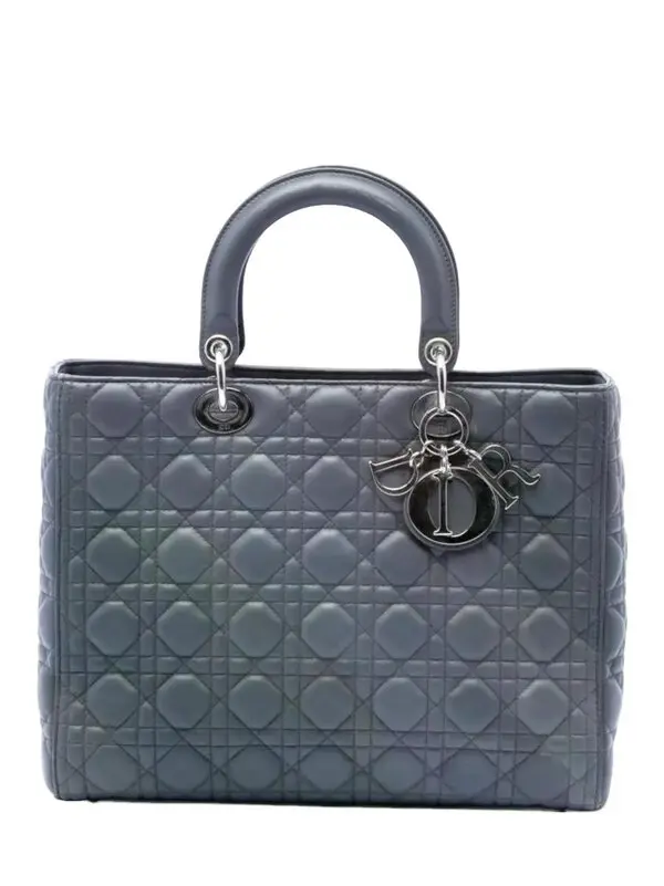Dior Lady Lambskin Cannage Satchel - Grey