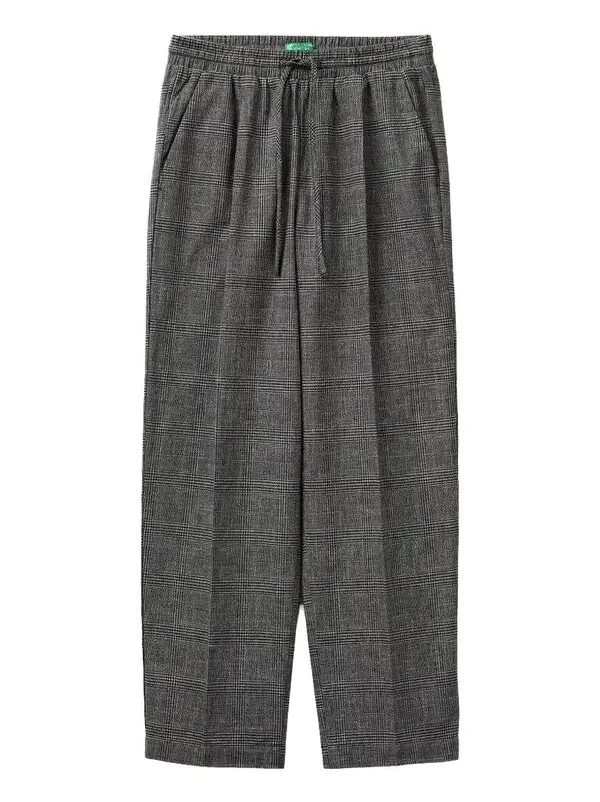 BENETTON Prince Of Wales Check Straight-leg Trousers - Grey