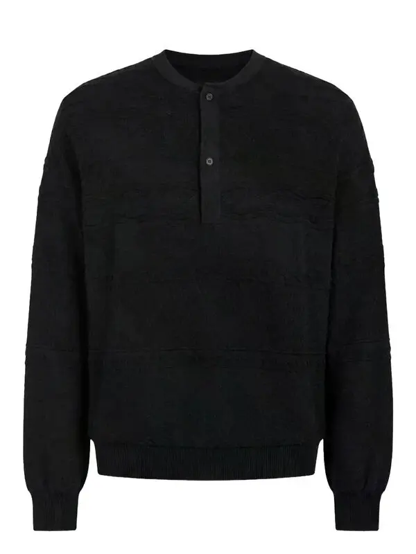 Emporio Armani Cable-knit Henley Sweater - Black
