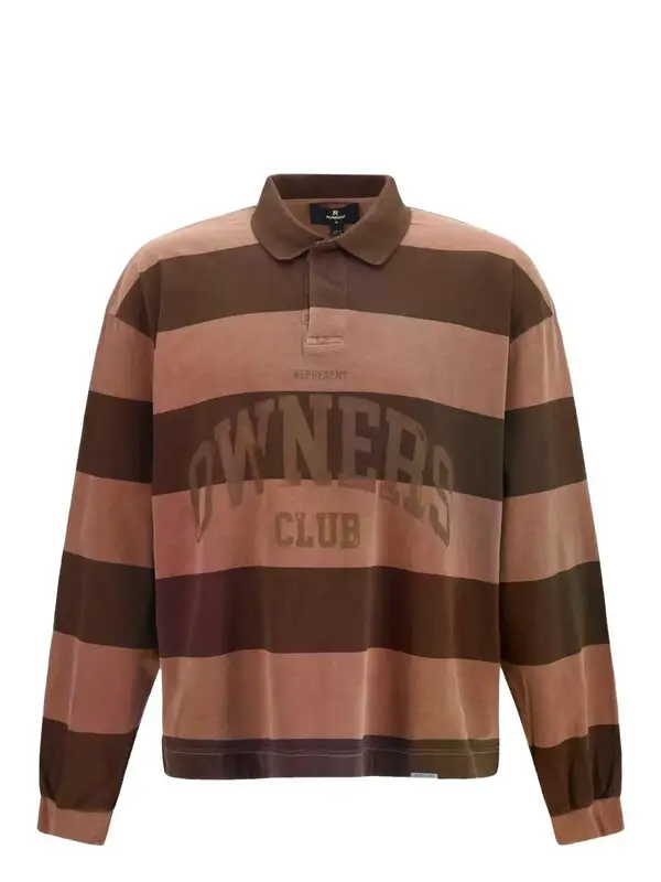 REPRESENT Owners Club Striped Polo Shirt - Brown