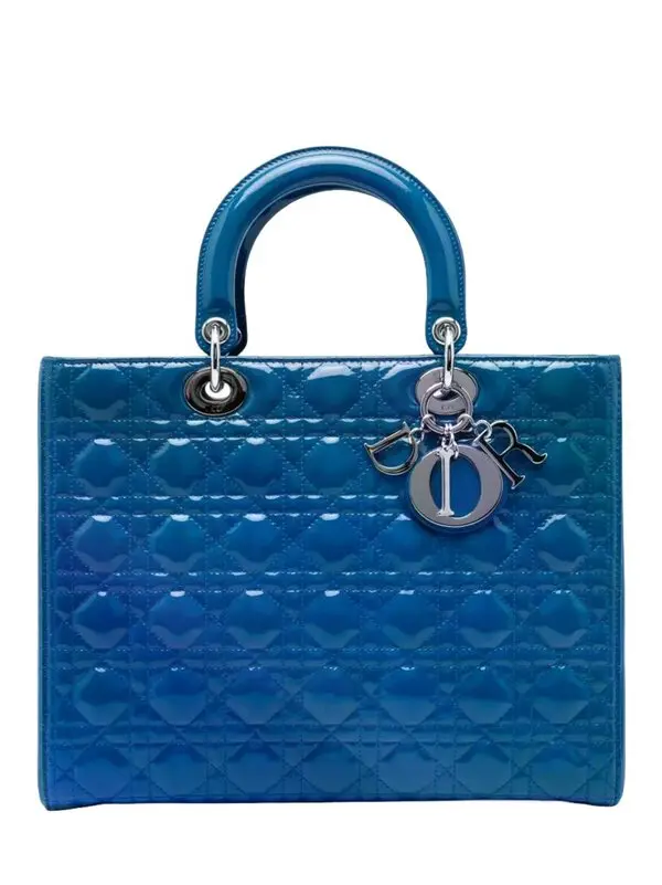 Dior Patent Cannage Lady Satchel - Blue