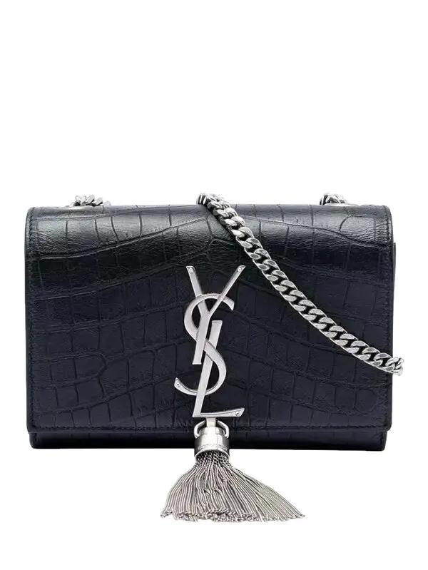 Saint Laurent Small Embossed Kate Tassel Crossbody Bag - Black