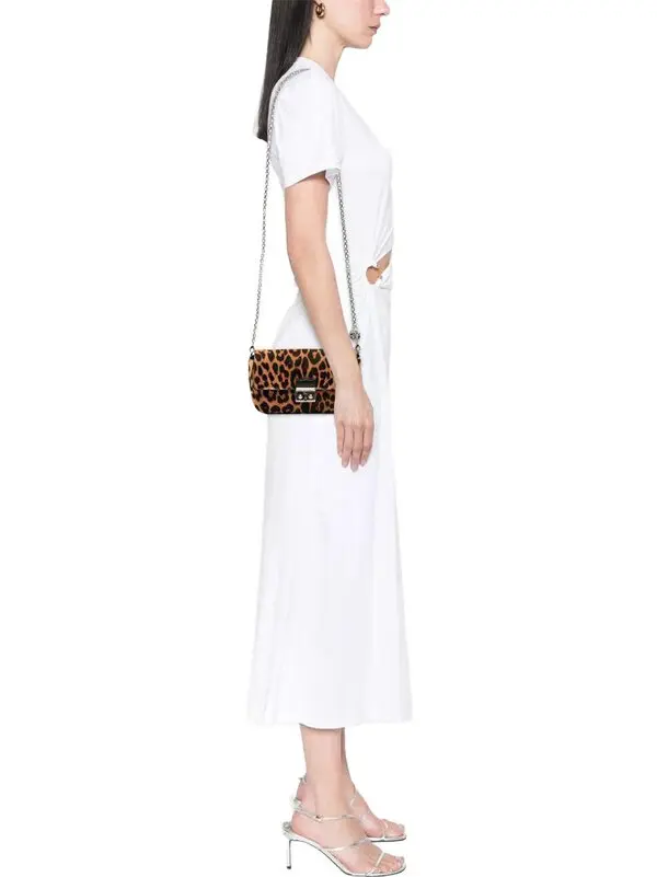 Dior Miss Leopard Print Pony Hair Chain Flap Crossbody Bag - Brown