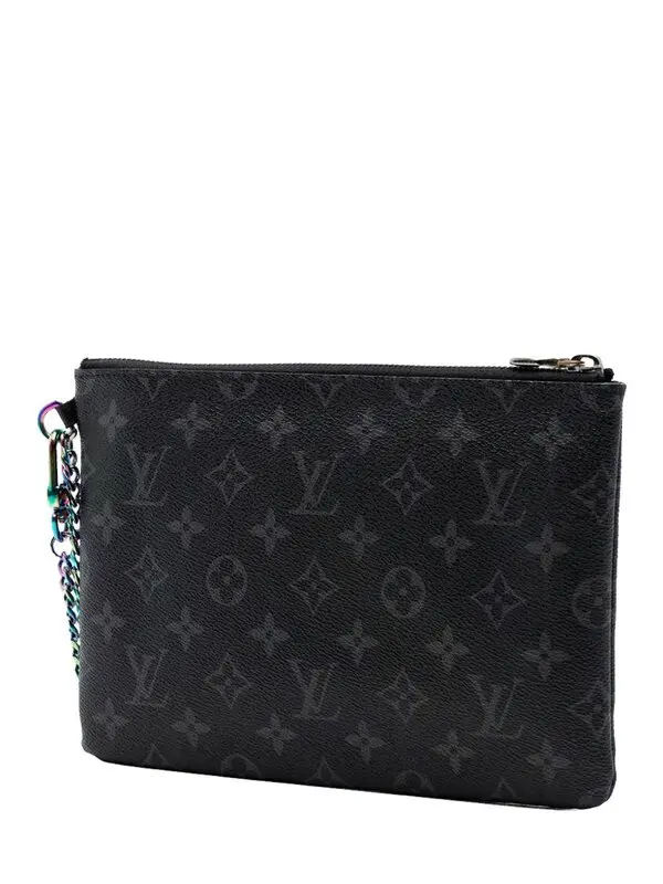 LOUIS VUITTON Monogram Eclipse Flash Fragment Ipad Case Clutch - Black