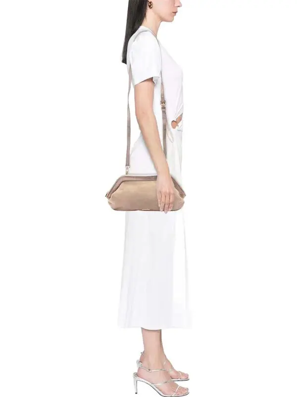 Burberry Suede Frame Crossbody Bag - Brown