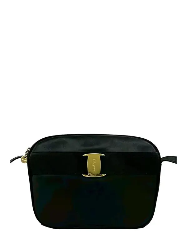 FERRAGAMO 2000-2026 Leather Vara Crossbody Bag - Black