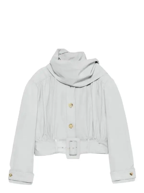 Chloé Buttoned Belted Cropped Jacket - Grey