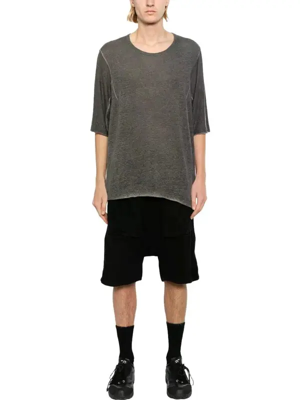 ISAAC SELLAM EXPERIENCE Raw-edge Overlock-stitch T-shirt - Grey