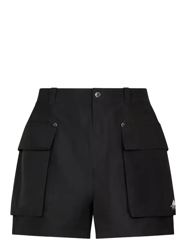 Moose Knuckles Cargo Shorts With Logo Plaque - Black