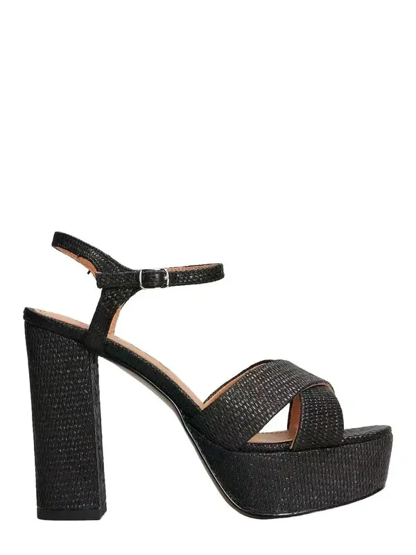 BIBI LOU Woven Platform Sandals - Black