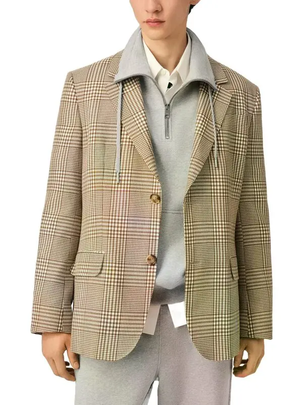AMI Paris Wool Prince Of Wales Straight Jacket - Neutrals