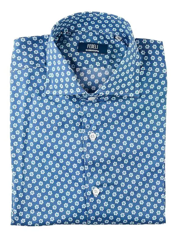 Fedeli Floral-print Shirt - Blue