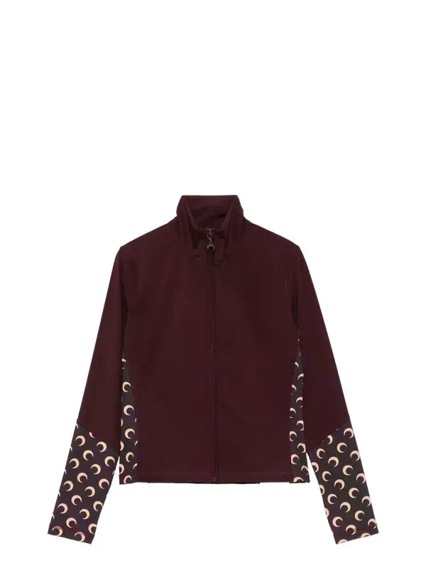 MARINE SERRE Paneled High Neck Long Sleeve Top - Red