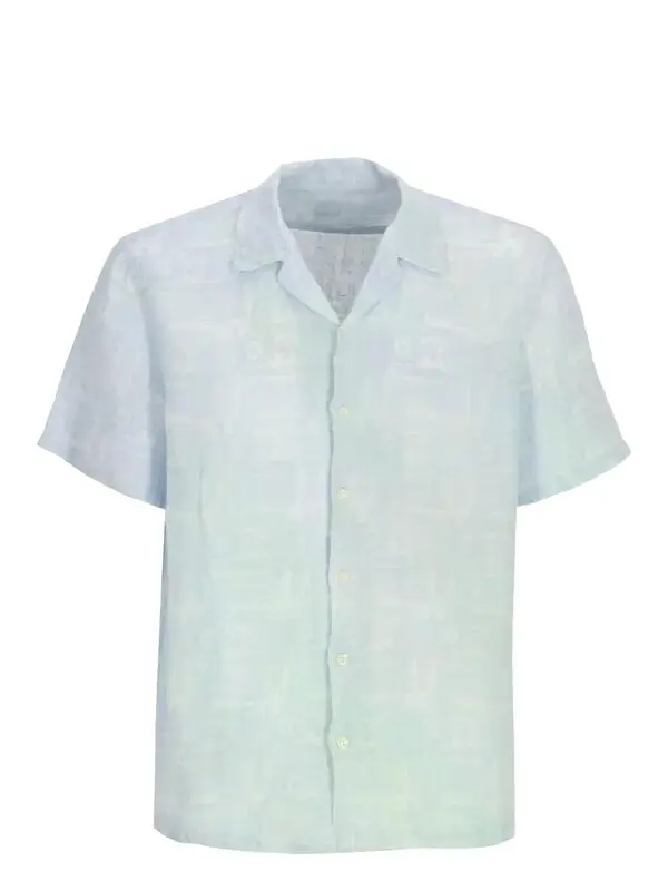 120% Lino Short-sleeved Shirt - Blue
