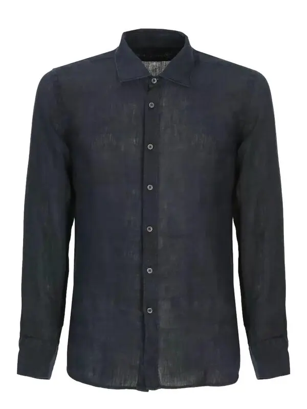 120% Lino Long-sleeved Shirt - Blue