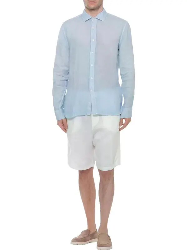 120% Lino Long-sleeved Shirt - Blue