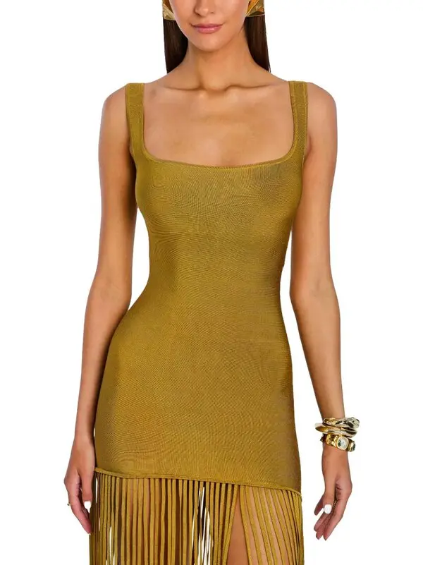 Retrofete Saddler Fringe-trimmed Midi Dress - Green